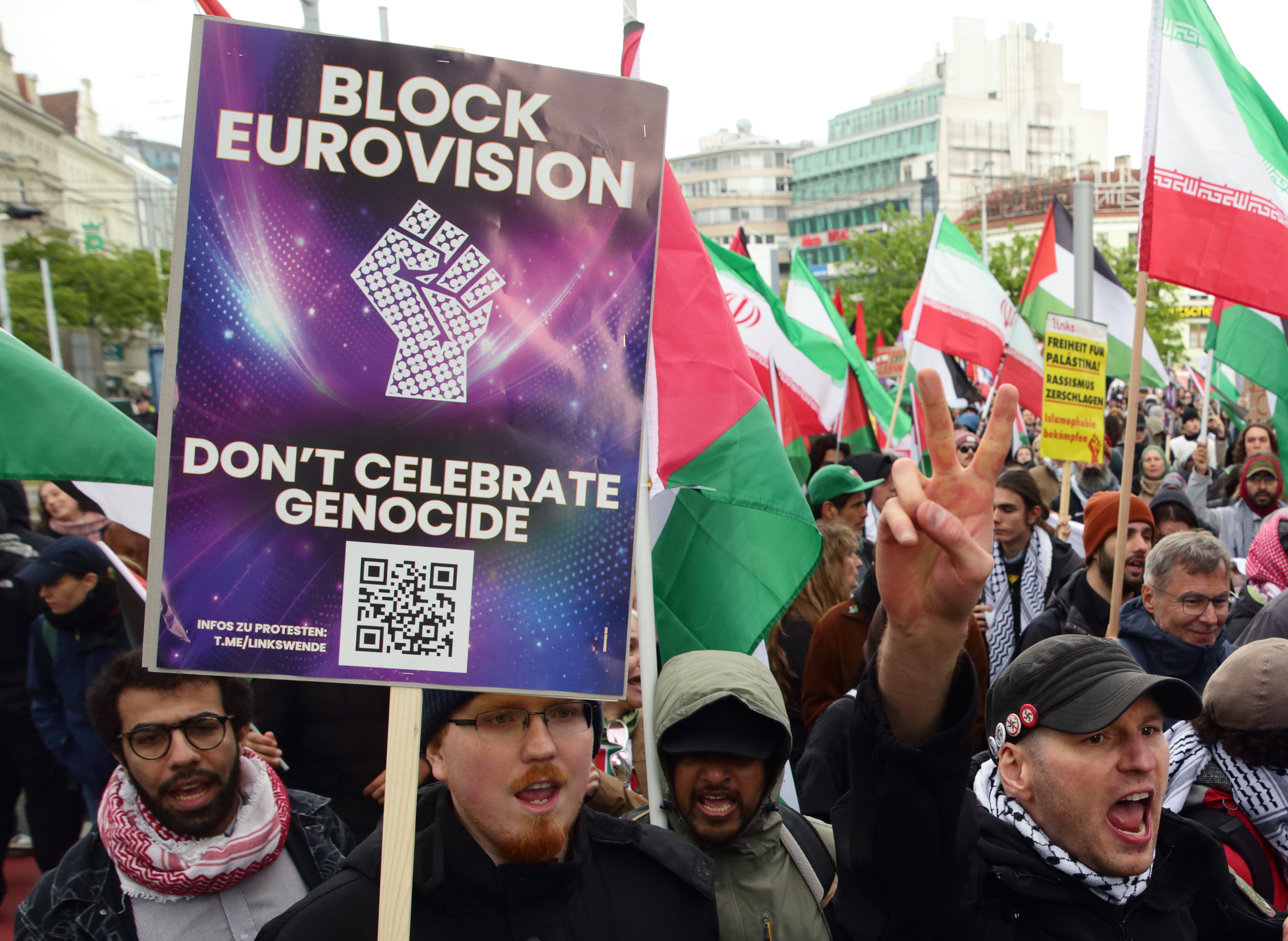 Thousands protest at Eurovision final as five countries boycott over Israel