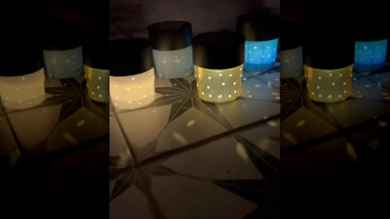 Reuse old spray paint can lids to DIY the cutest mini patio lanterns