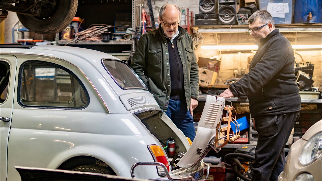 Classic Fiat 500 engine removed to inspect hidden damage