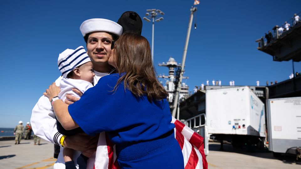 US aircraft carrier returns home after record deployment that included ...