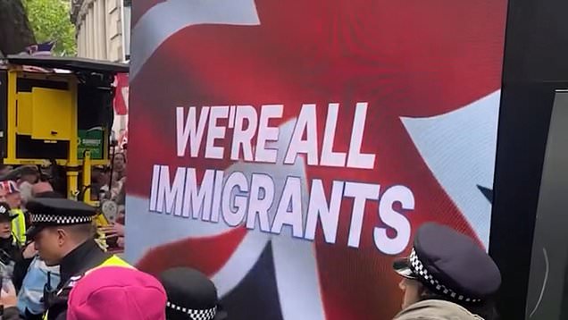 Pro-migration billboard trolls protesters on Tommy Robinson march