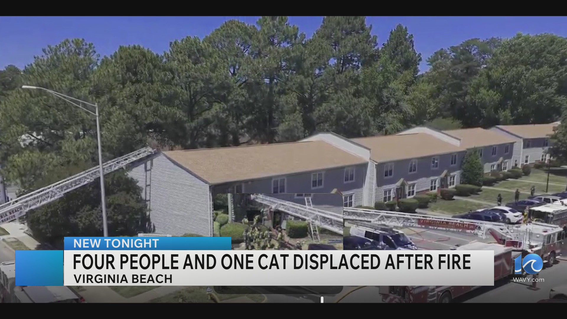 VBFD: Fire displaces four, cat after smoking material ignites blaze