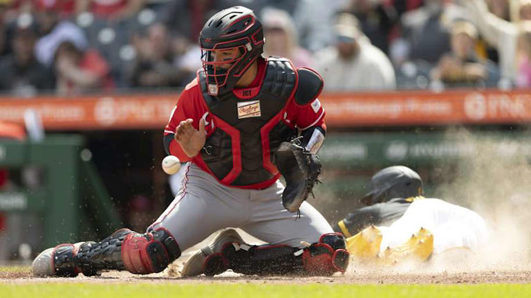 Reds catcher Jose Trevino leaves Saturday's game after concerning sequence