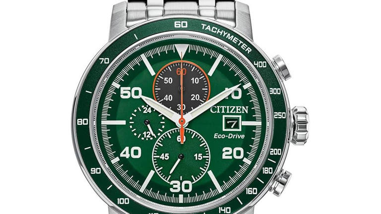 Citizen's gorgeous green and silver Brycen chronograph watch is over 50 ...