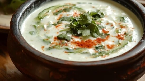 Make this refreshing green mango raita with curd and herbs for everyday ...
