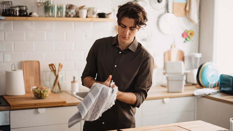Keep kitchen towels off countertops with this genius Dollar Tree DIY