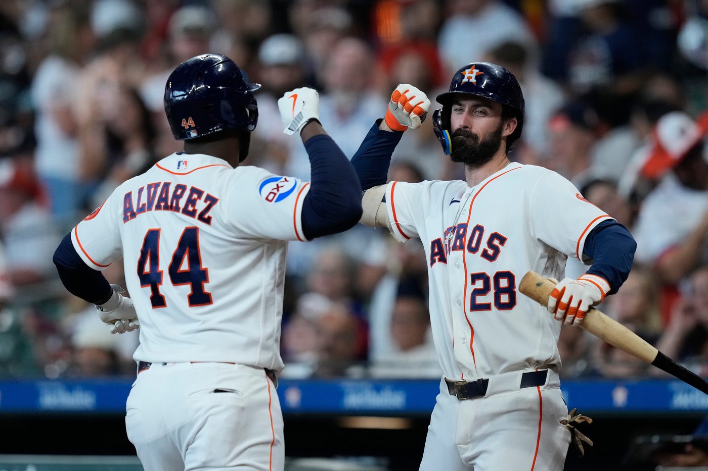 Yordan Alvarez hits 1 of Astros' 4 homers off Rangers' Jacob deGrom in ...