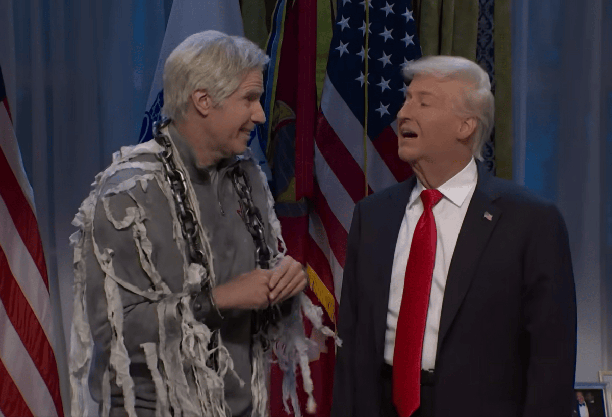Epstein "ghost" shows Donald Trump the "future" on SNL