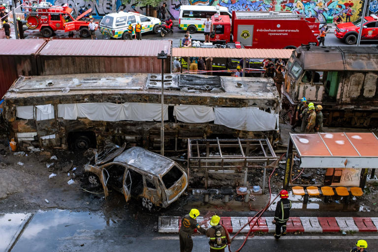 8 dead, 32 injured after freight train smashes into a bus in Thailand