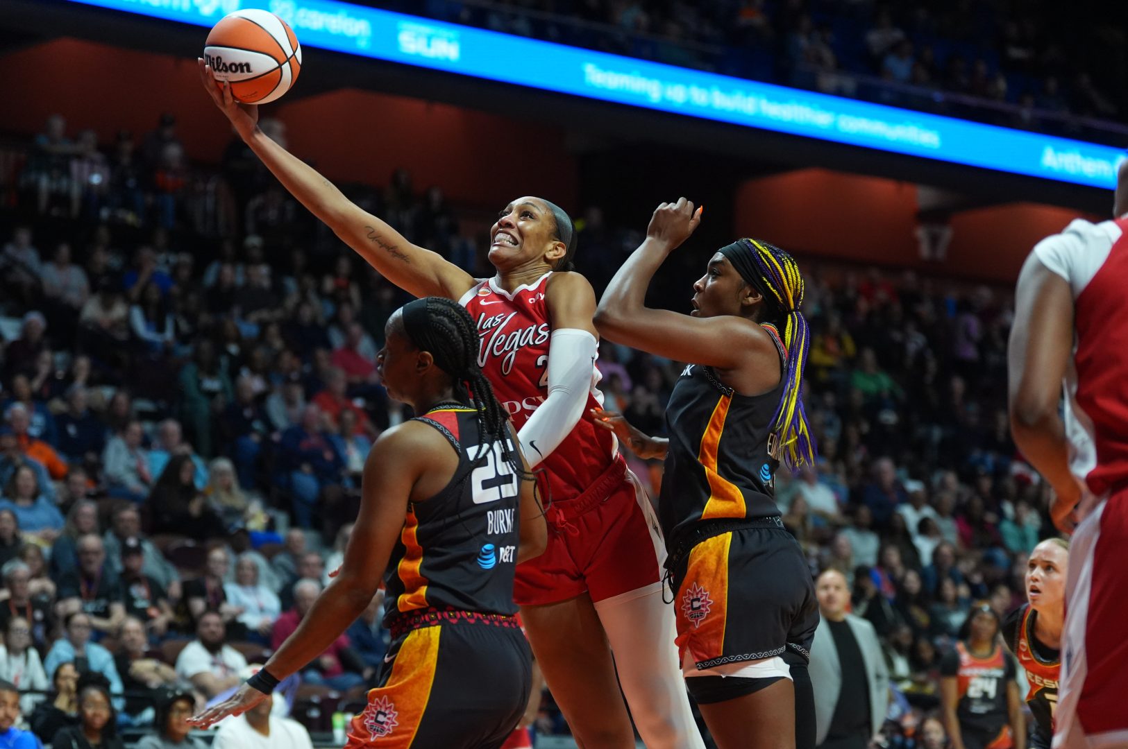 A'ja Wilson drops 45 as Aces hold off Sun 101-94