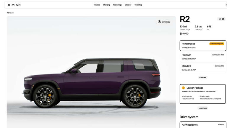 The Rivian R2 configurator is live but you'll have to wait until 2027 ...