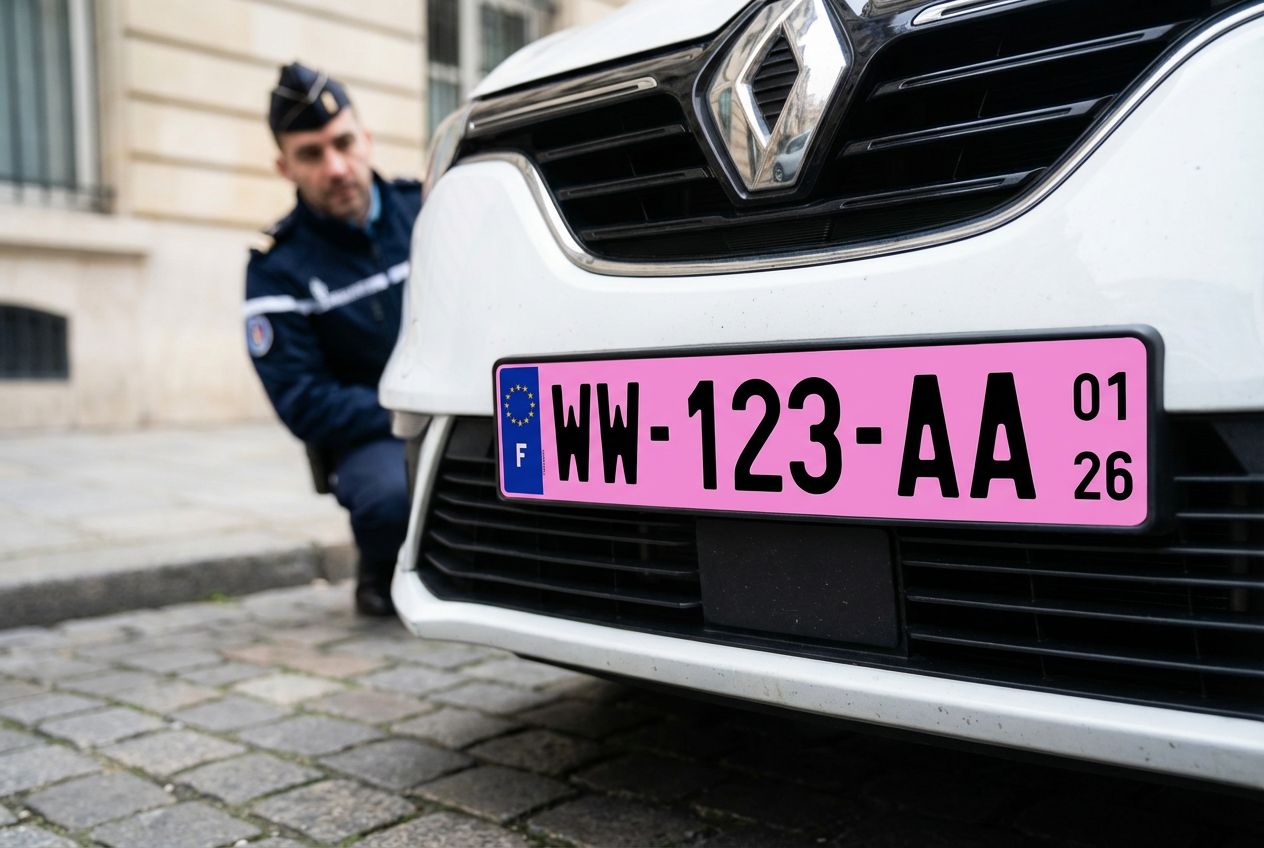 Zie je in Frankrijk een roze kentekenplaat? Dan is dit wat erachter zit