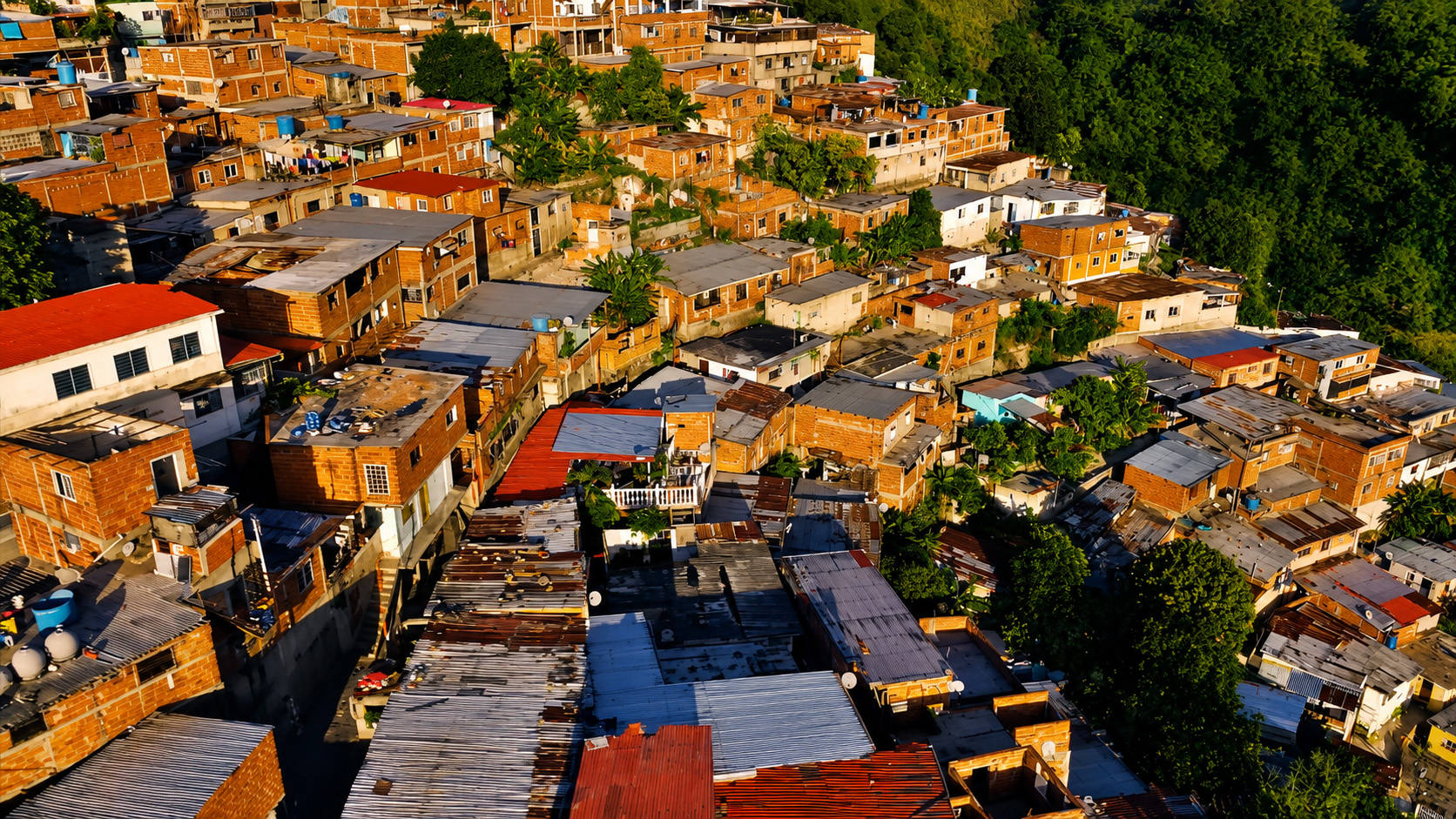 Neighborhoods climbing the steep mountainsides of Caracas