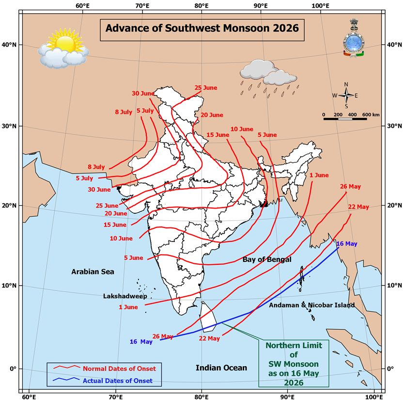 The 2026 Indian Southwest Monsoon onset expected in next two weeks