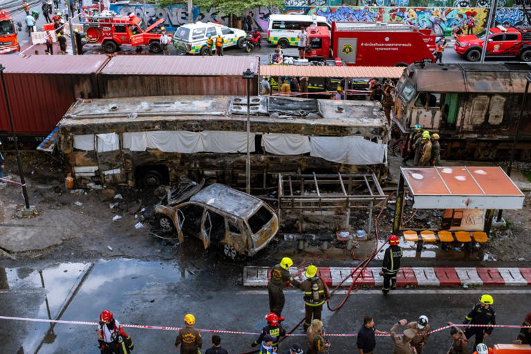 8 dead, 32 injured after freight train smashes into a bus in Thailand