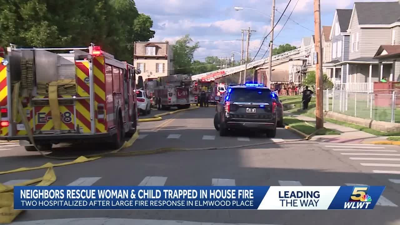 2 people rescued from house fire in Elmwood Place, transported to hospital