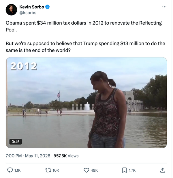 How the cost of Trump's reflecting pool renovation compares to Obama's