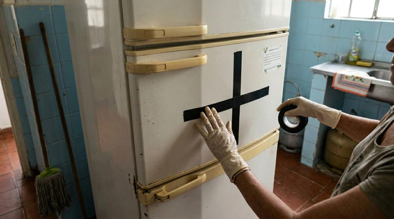 Para que serve riscar um X com fita preta na geladeira velha antes de ...