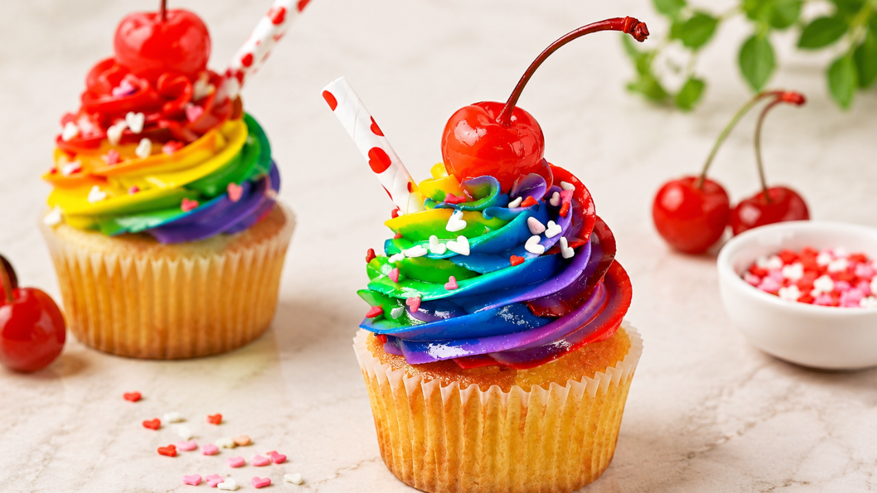 How to make rainbow cherry cupcakes