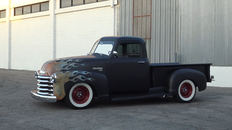 A restored Chevrolet 3100 pickup built with hot rod spirit
