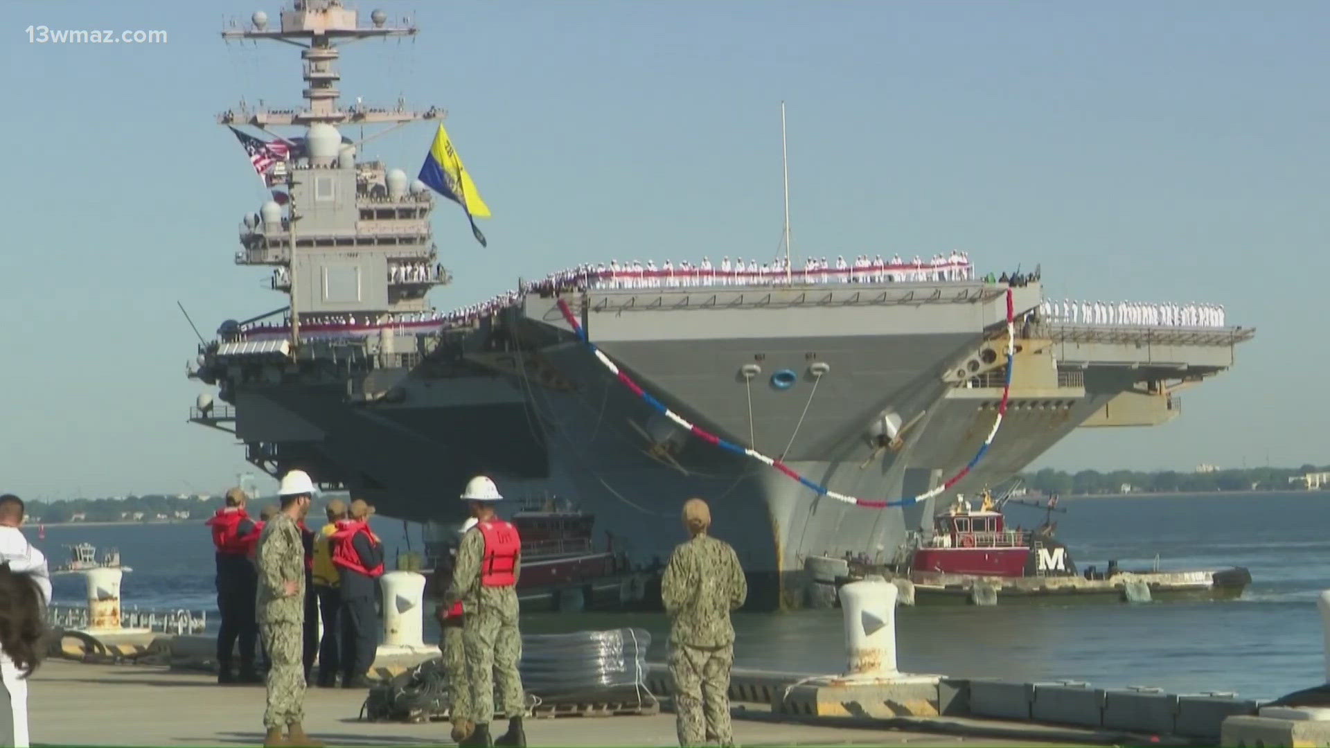 USS Gerald R Ford returns to US after record deployment