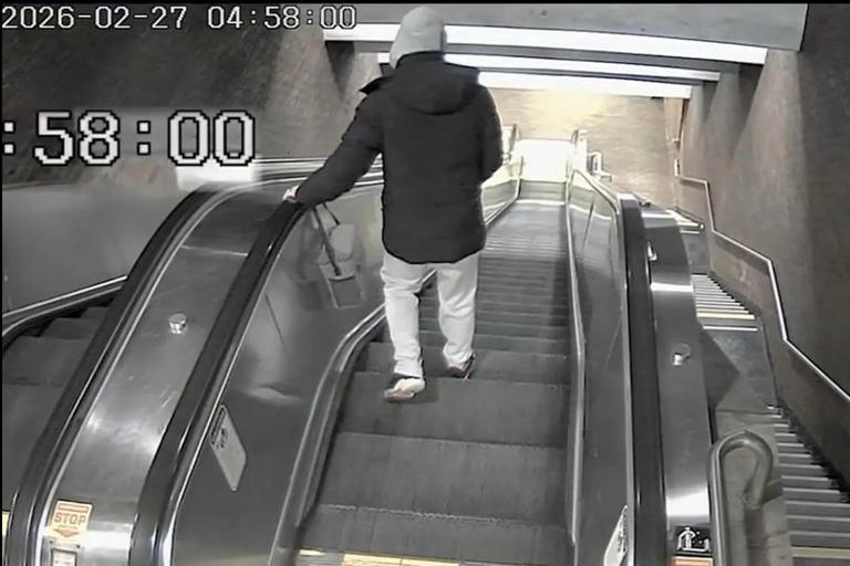 Moment man gets skin ripped off in escalator as people walk by without ...