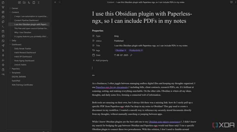 I stopped using Obsidian like a notes app, and started using it like a ...