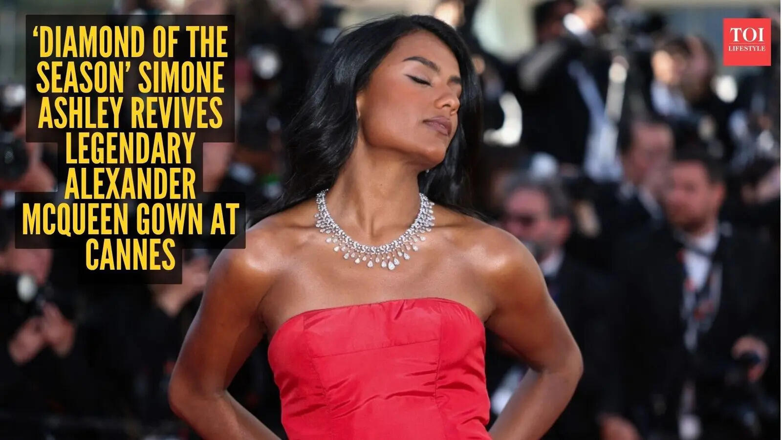 Simone Ashley looks like the true 'diamond of the season' in iconic red ...
