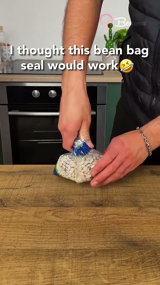 I thought this bean bag seal would work #funny #bagsealing #trick