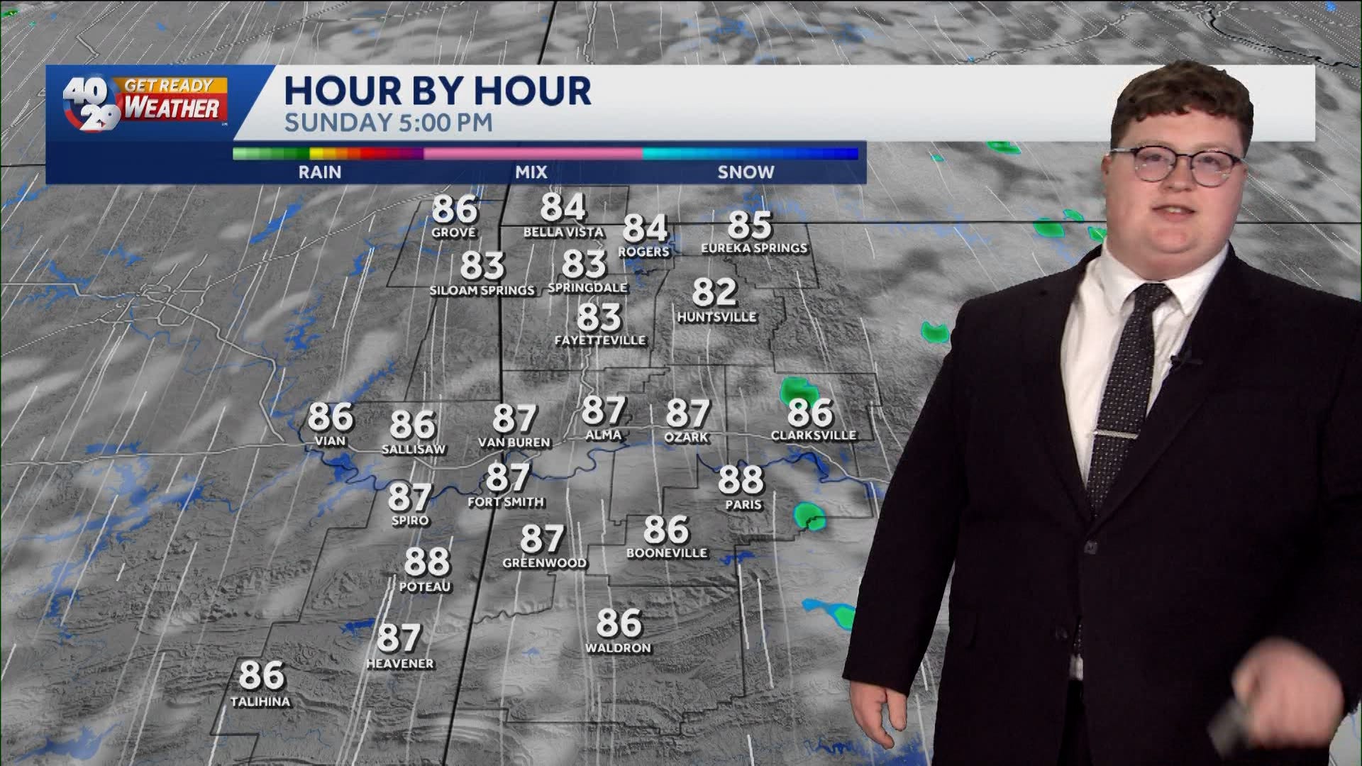 Warm Sunday ahead of active weather to start the work week