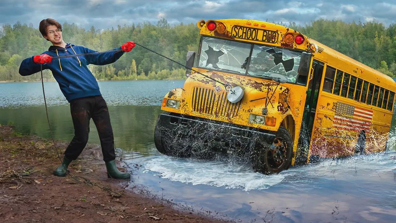 Found school bus underwater while magnet fishing!