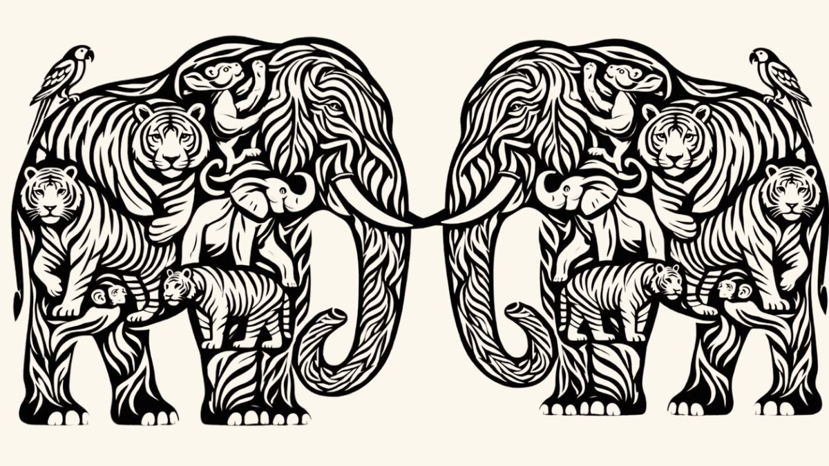 How many animals can you count in this jungle artwork optical illusion?