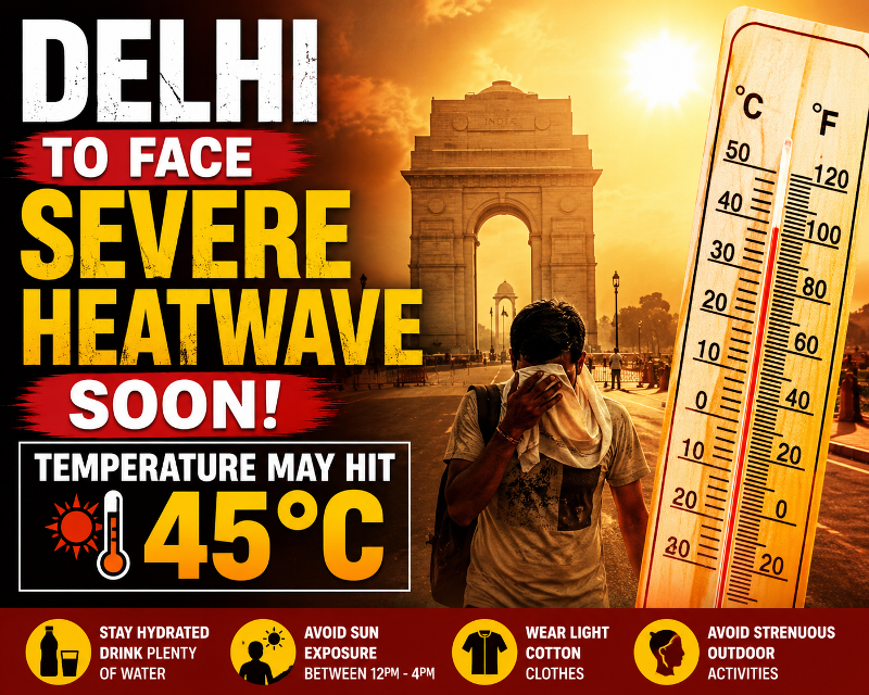 Red alert for Delhi? Severe heatwave could push temperature to 45degC ...