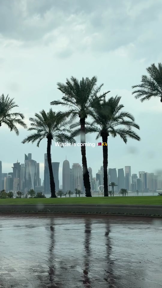 Rainy winter skies over Doha Qatar