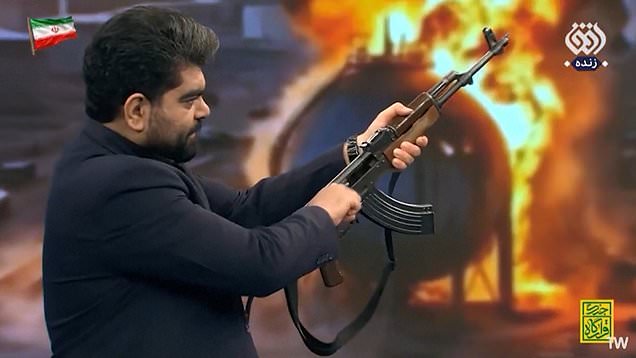Iranian state TV host fires at UAE flag during live broadcast
