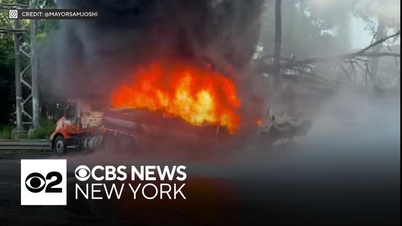 Tanker truck fire erupts on I-287 in New Jersey