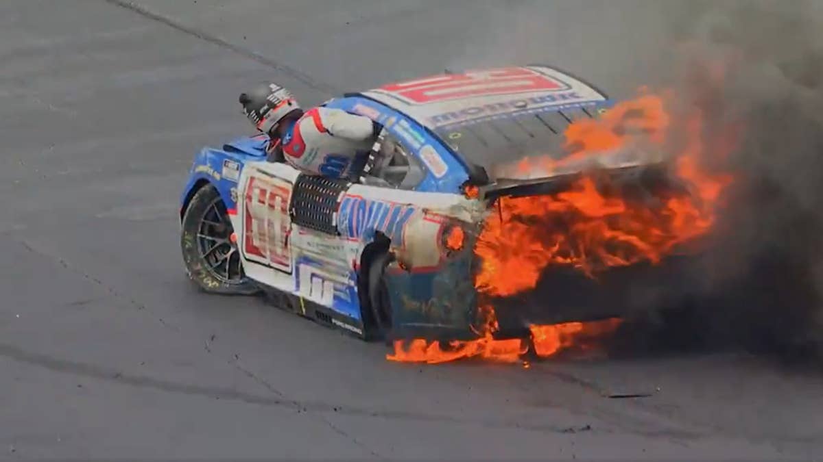Ryan Preece car burst into flames after hard hit during Dover All-Star Race
