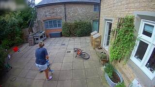 Woman Loses Balance While Trying Bouncing Toy