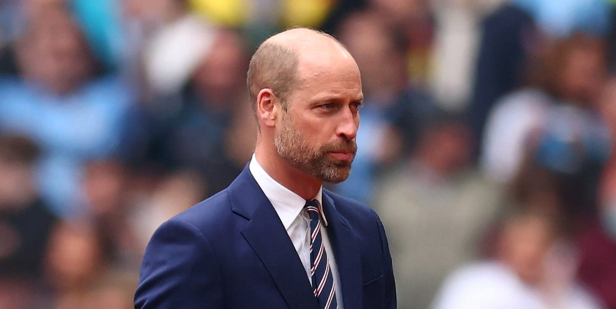 Prince William blends in with the FA Cup final crowd in a royal-blue suit