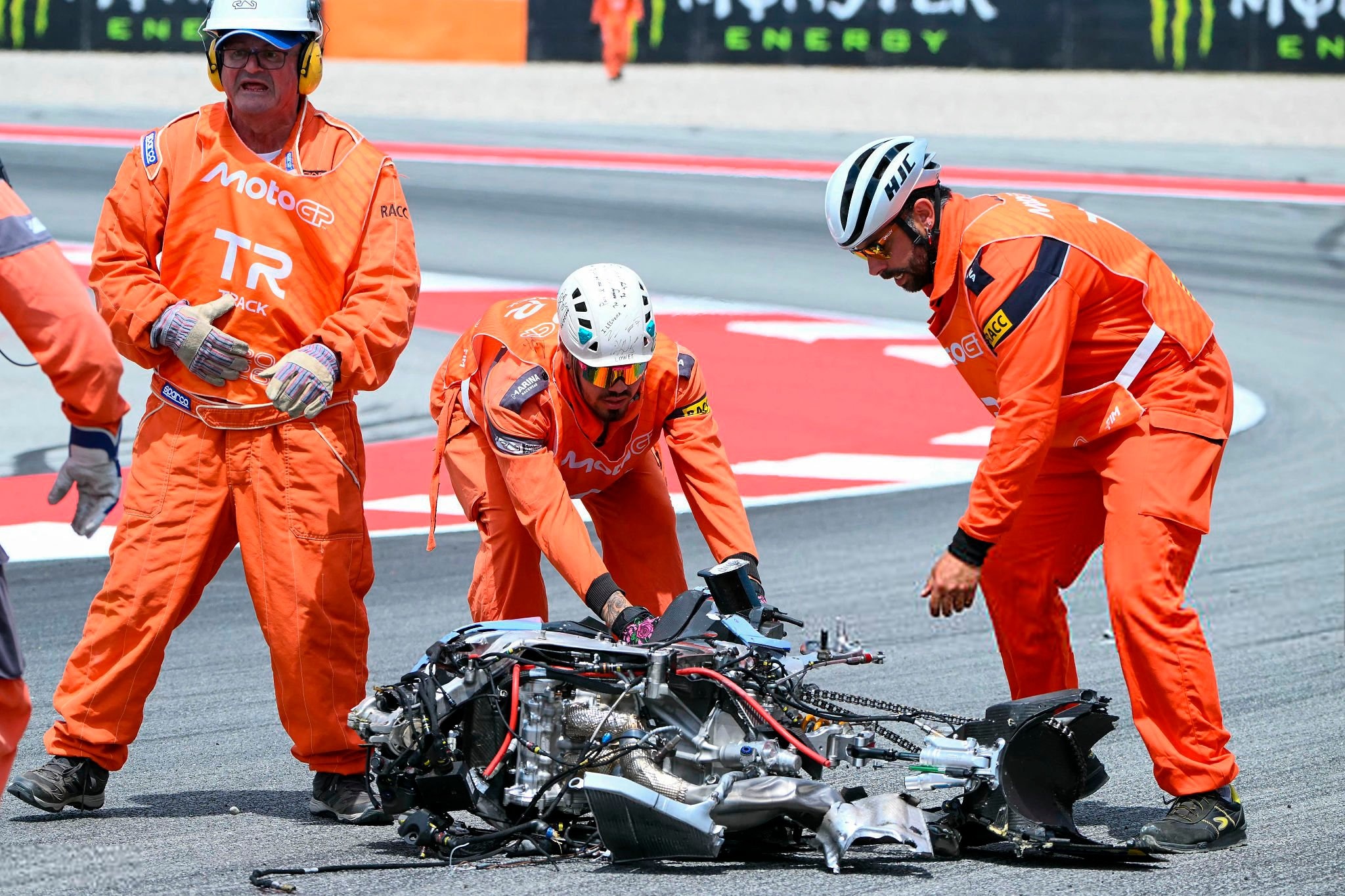 MotoGP: Horrible crash in Spain sends Alex Marquez into the wall ...