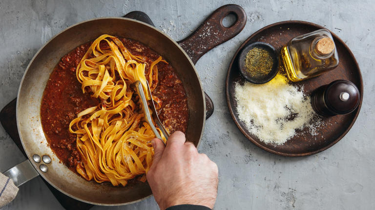 Soak dried pasta before adding to boiling water to reduce cooking time