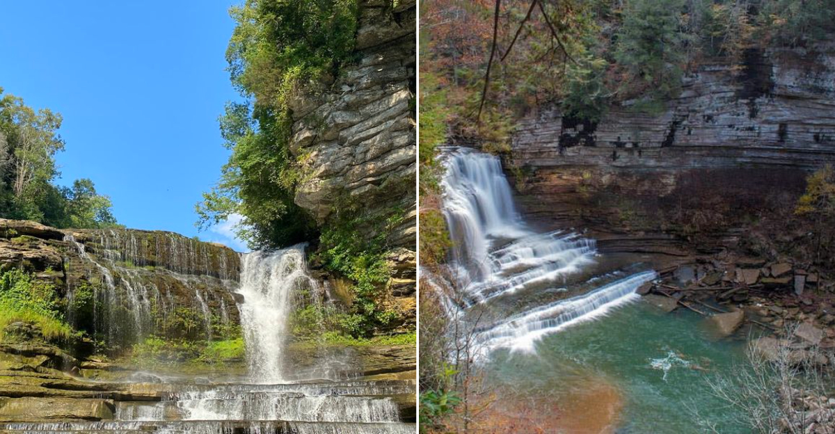 The Tennessee waterfall that plunges into a secret swimming hole hidden ...