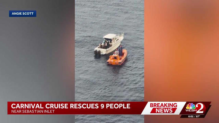 Carnival cruise rescues 9 from disabled boat near Sebastian Inlet