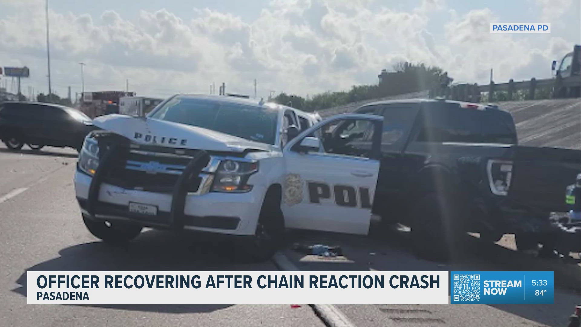 Pasadena police officer involved in chain reaction crash out of hospital