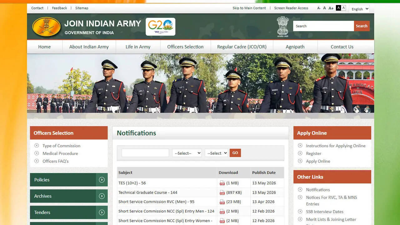Indian Army RVC SSC 95th course 2026 last date today; apply here