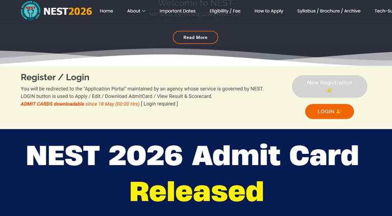 NEST 2026 admit card released, check direct link and steps to download ...