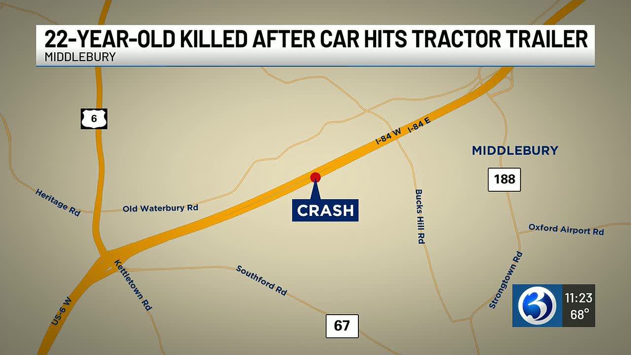 Farmington man dies after tractor trailer crash on I-84 in Middlebury