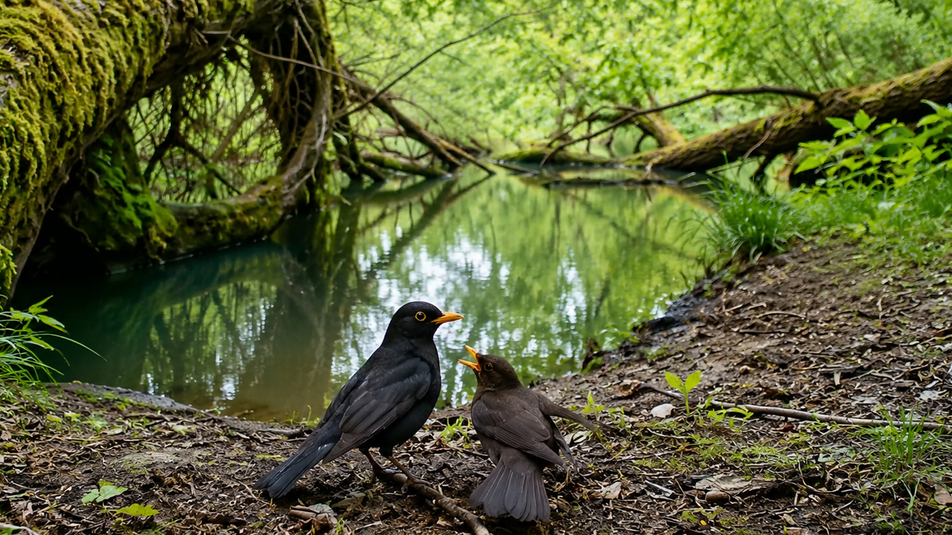Trail camera footage reveals unexpected bird activity by the river