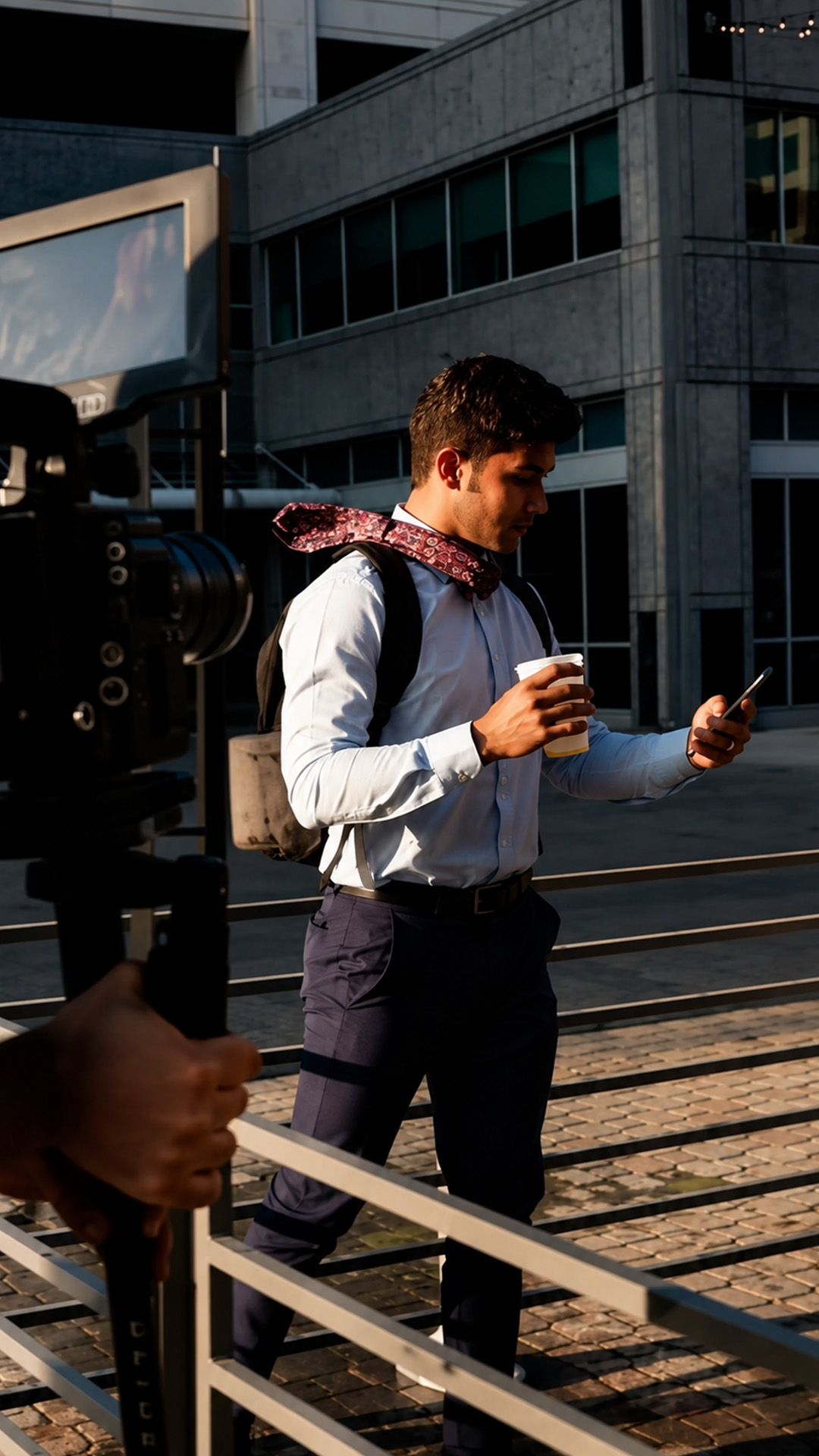 Filming a parkour move with careful timing