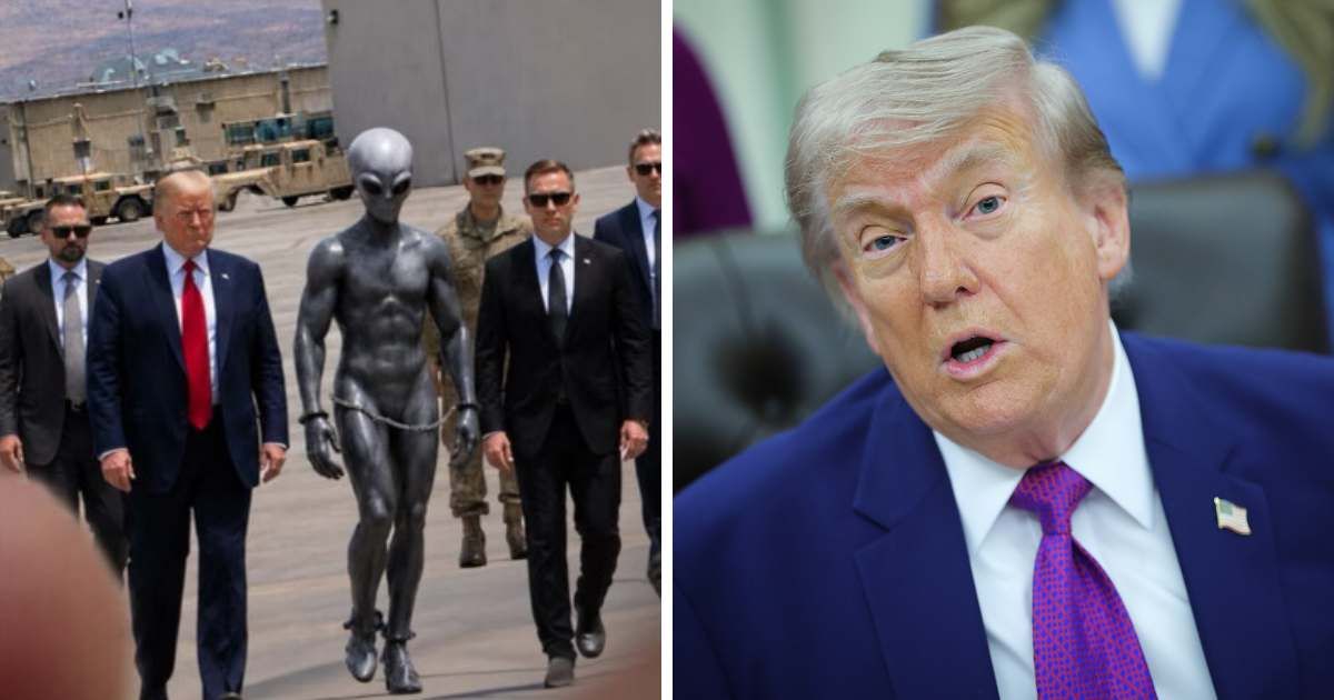 Trump shares AI-generated photo with an alien in handcuffs after UFO ...